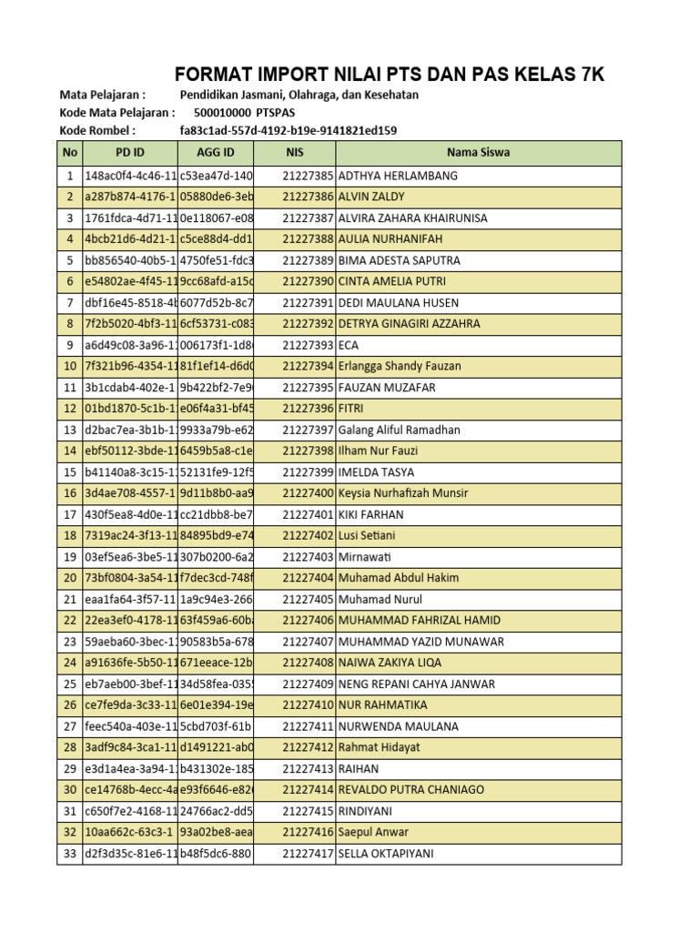 PTS - PAS - Pendidikan Jasmani Olahraga Dan Kesehatan - 7K | PDF