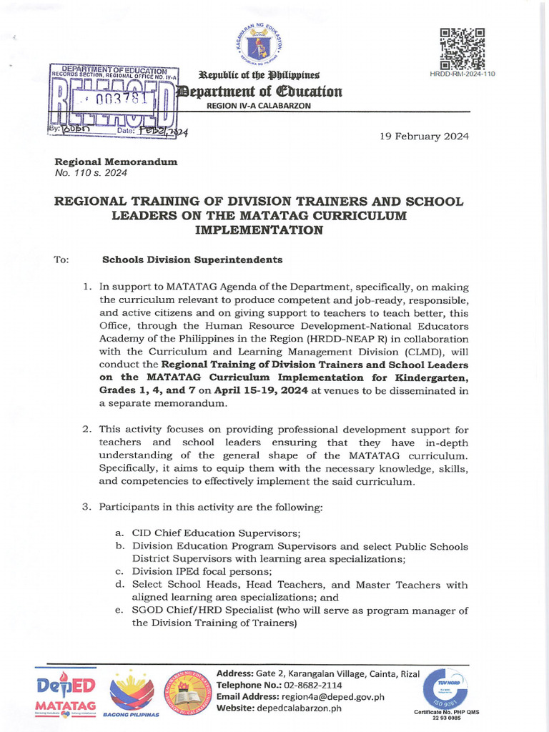 RM 2024 110 Updated | PDF | Philippines