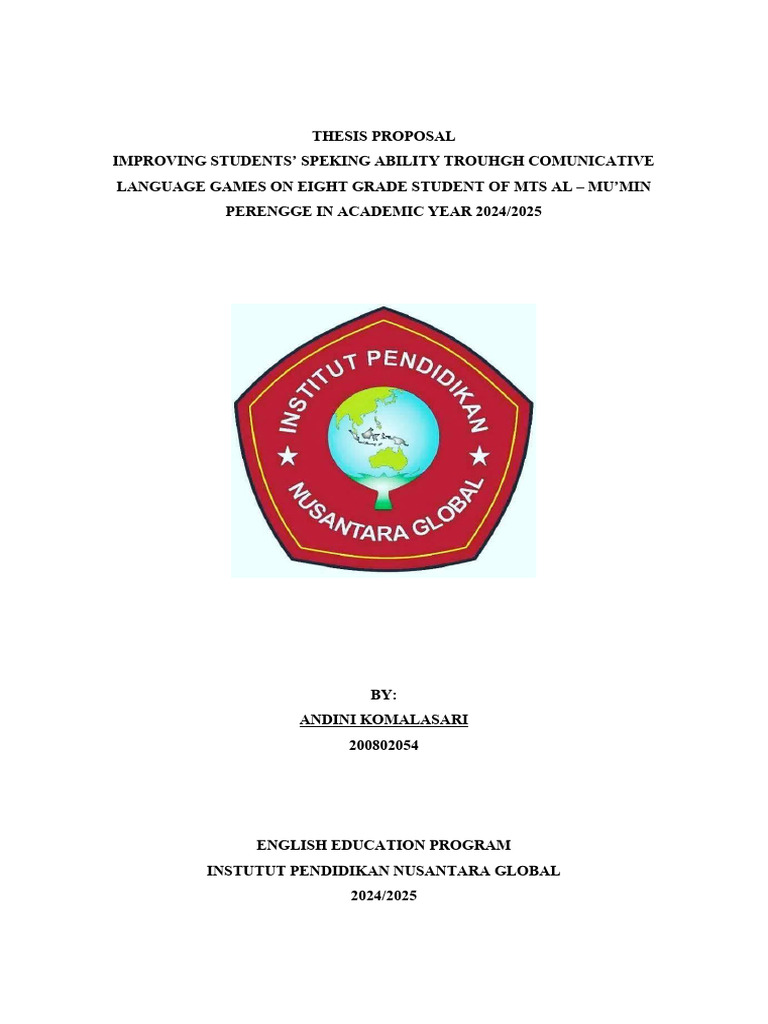Thesis Proposal Andini Bab I | PDF | Language Education | Learning