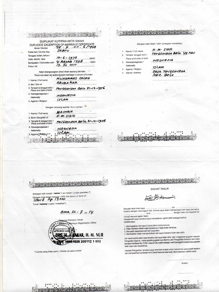 Akta Nikah | PDF