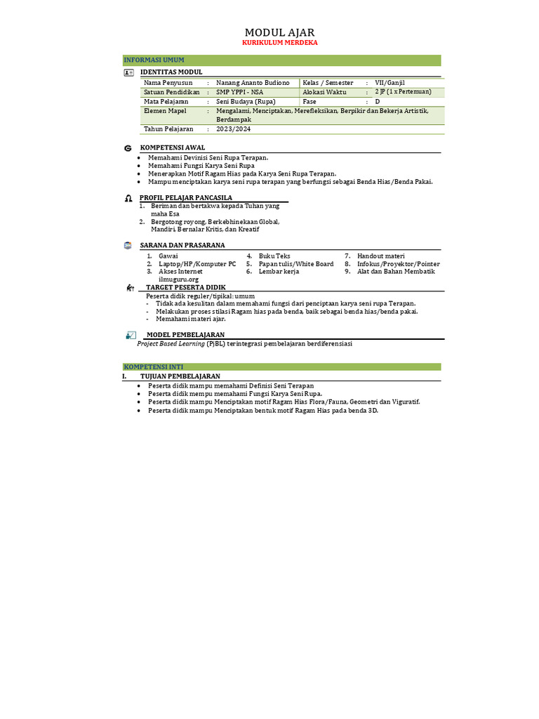 Nanang Ananto Budiono - Modul Ajar - Siklus2 | PDF