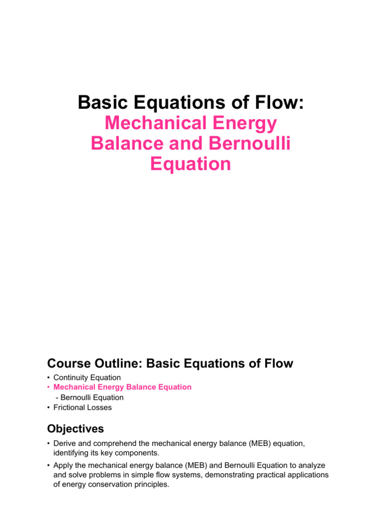 Mechanical Energy Balance in Fluid Flow | PDF | Fluid Dynamics | Pump