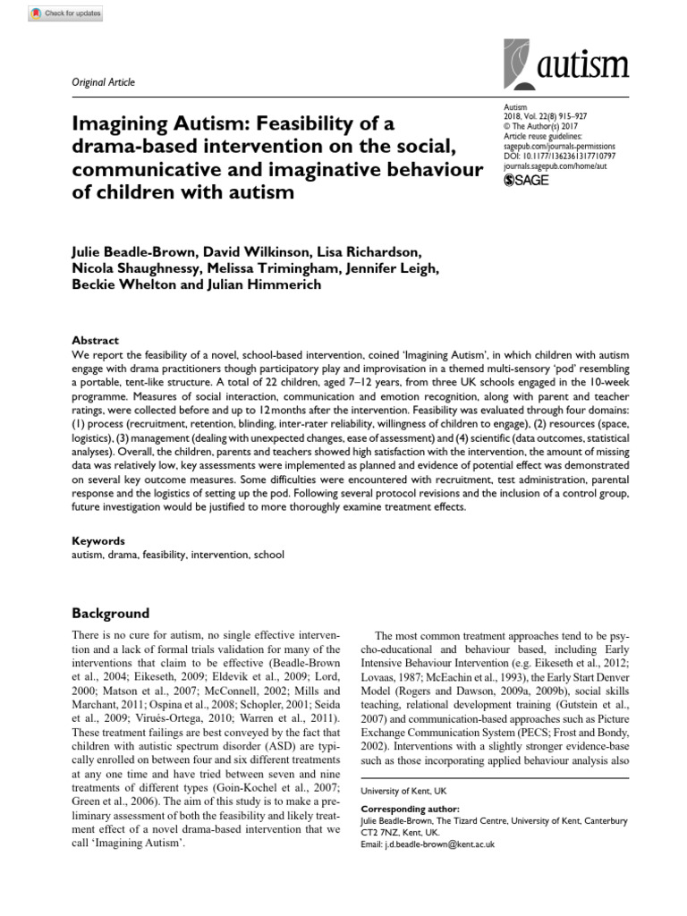 Imagining Autism - Beadle-Brown | PDF | Autism Spectrum | Psychological Concepts