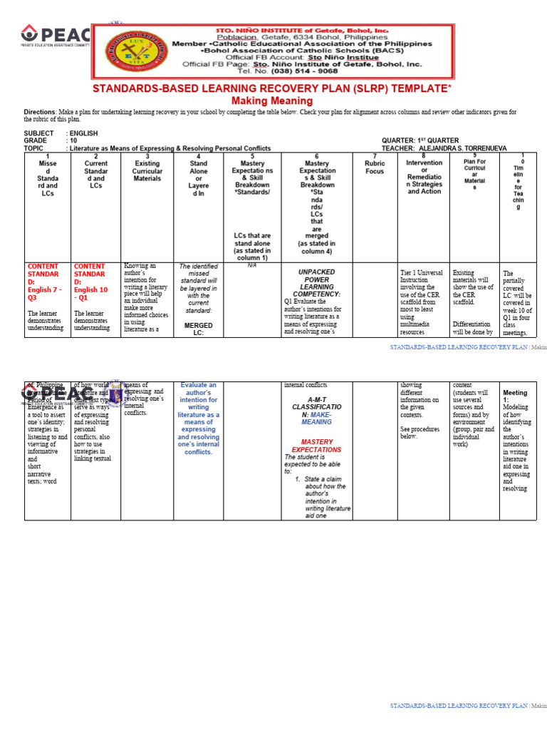 Make Meaning SLRP English | PDF | Reason | Learning