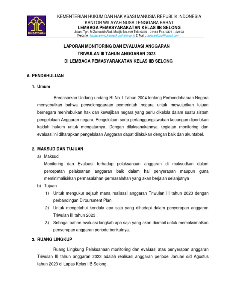 Laporan Monev Realisasi Aggaran TW III | PDF | Sains & Matematika
