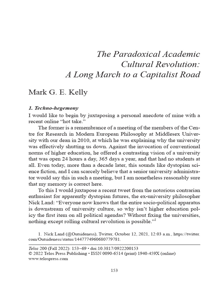 The Paradoxical Academic Cultural Revolution: A Long March To A ...