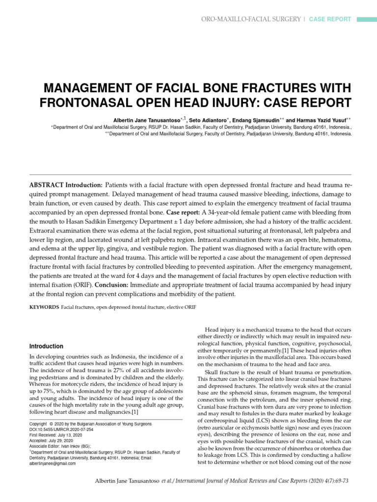 Management of Facial Bone Fractures With Frontonasal Open Head Injury ...