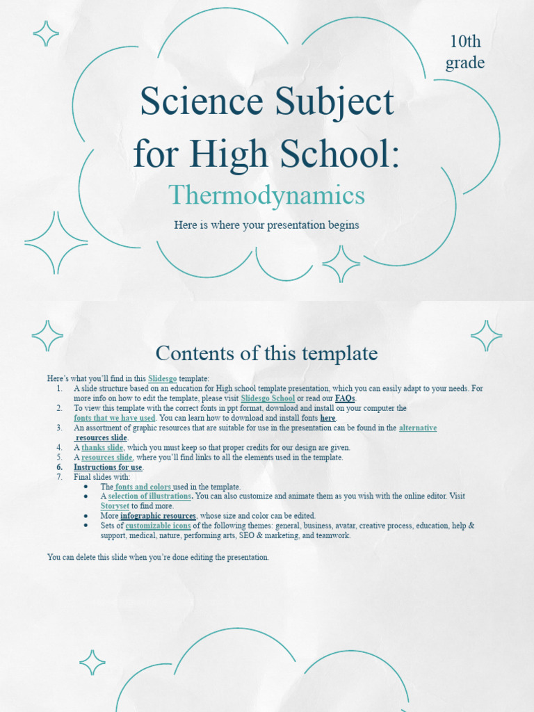 Science Subject For High School - 10th Grade Thermodynamics by Slidesgo ...