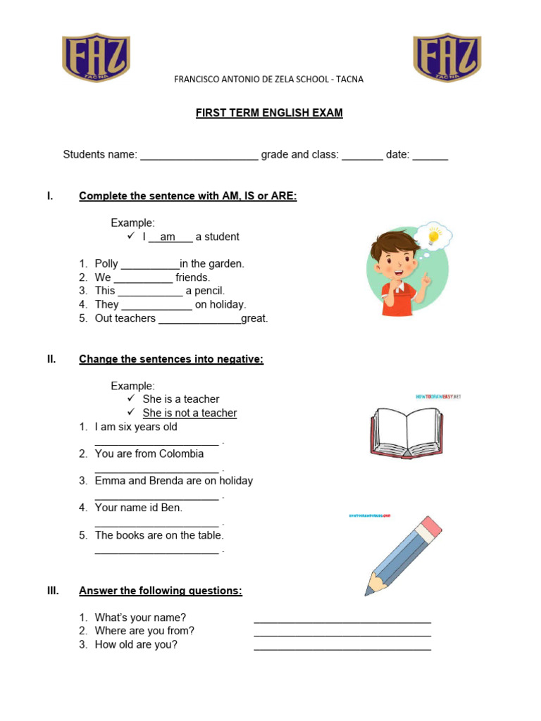 First Term English Exam for Students | PDF