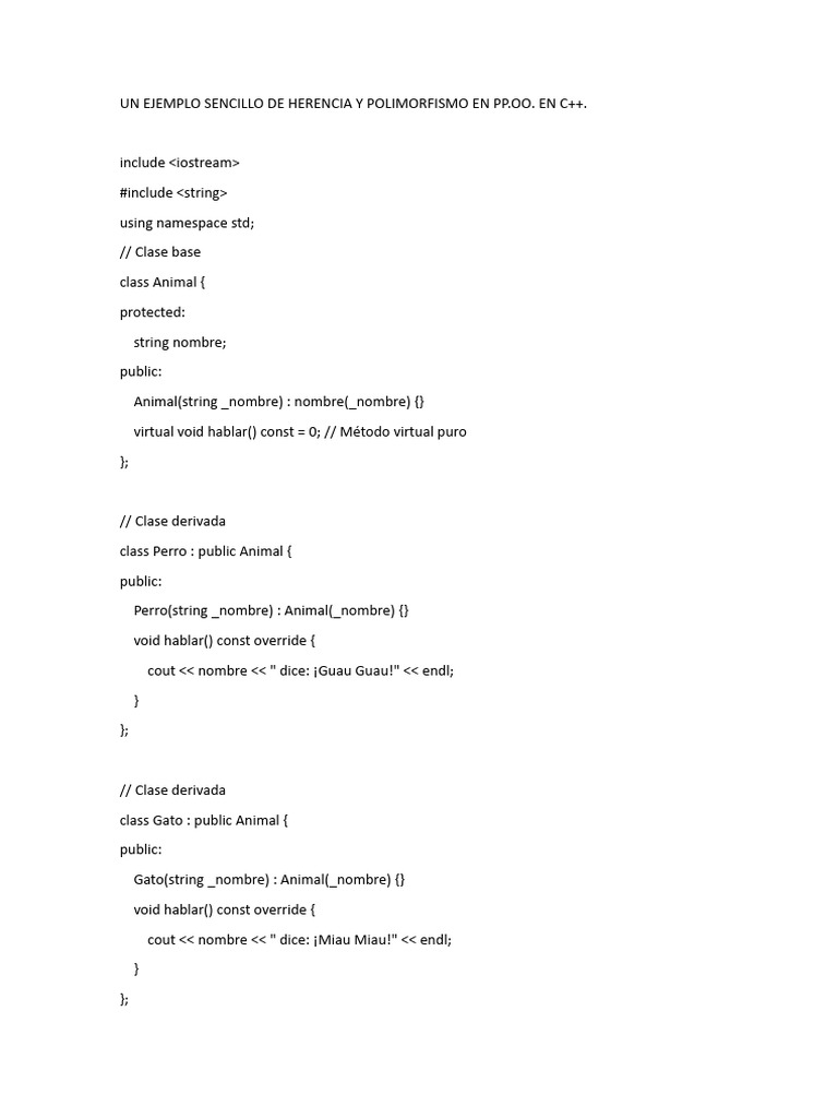 Herencia y Polimorfismo JAVA CPP | PDF | C ++ | Herencia (Programación Orientada a Objetos)