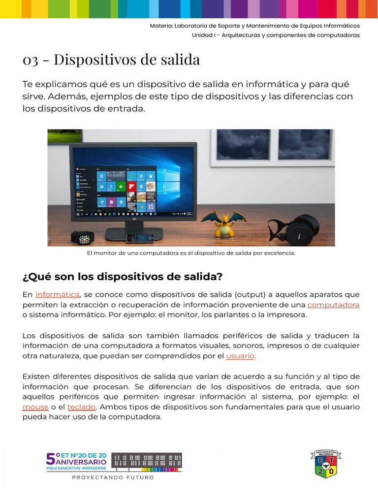 03 - Dispositivos de Salida | PDF | Periférico | Hardware de la computadora