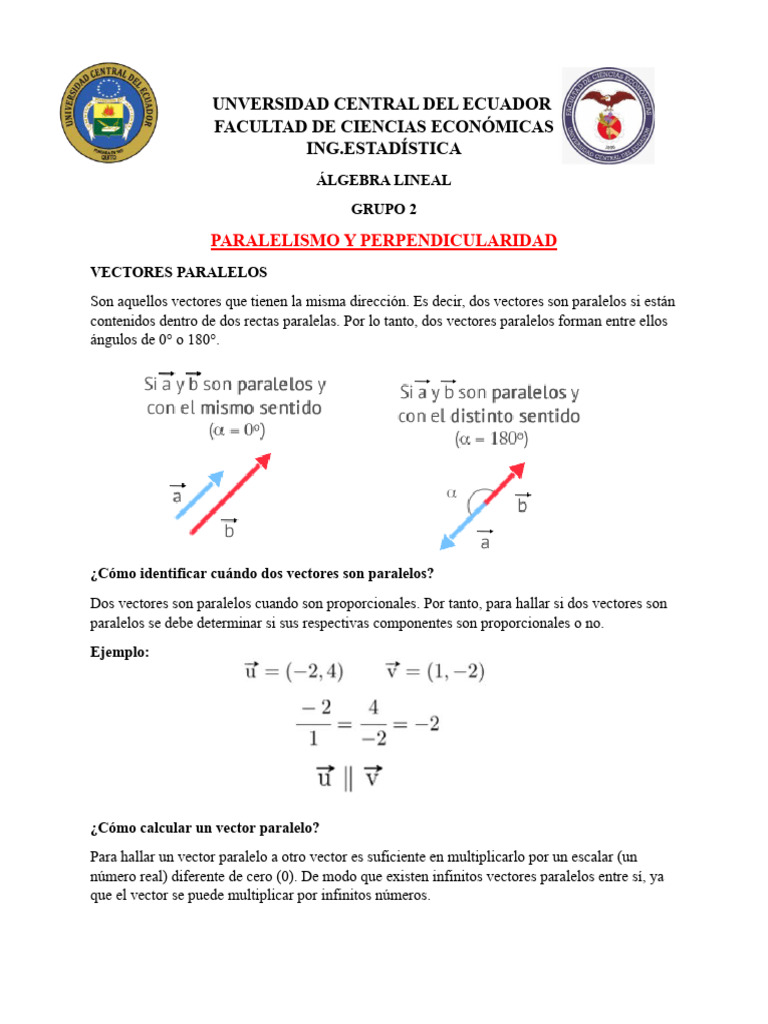 Paralelismo y Perpendicularidad | PDF | Vector Euclidiano | Espacio vectorial