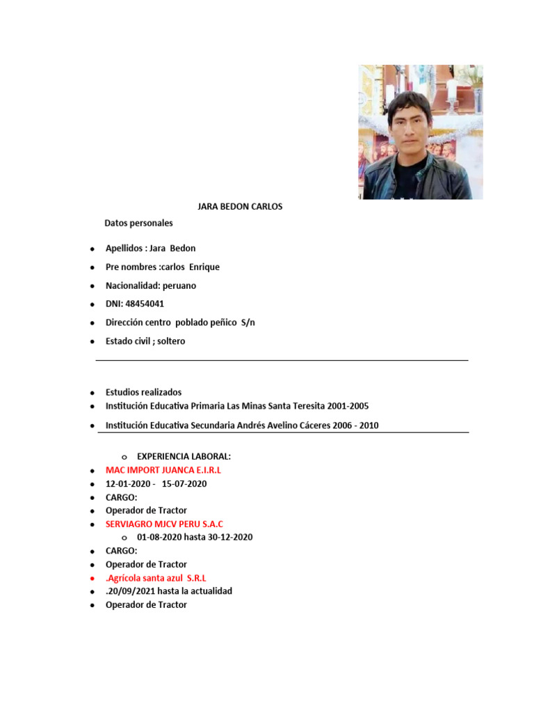 Carlos Jara Bedon CV | PDF