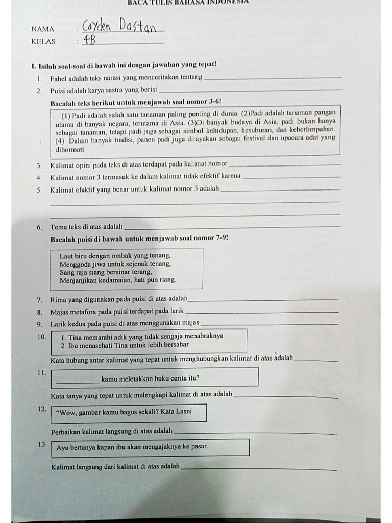 Latihan SAS Kelas 4 MW | PDF