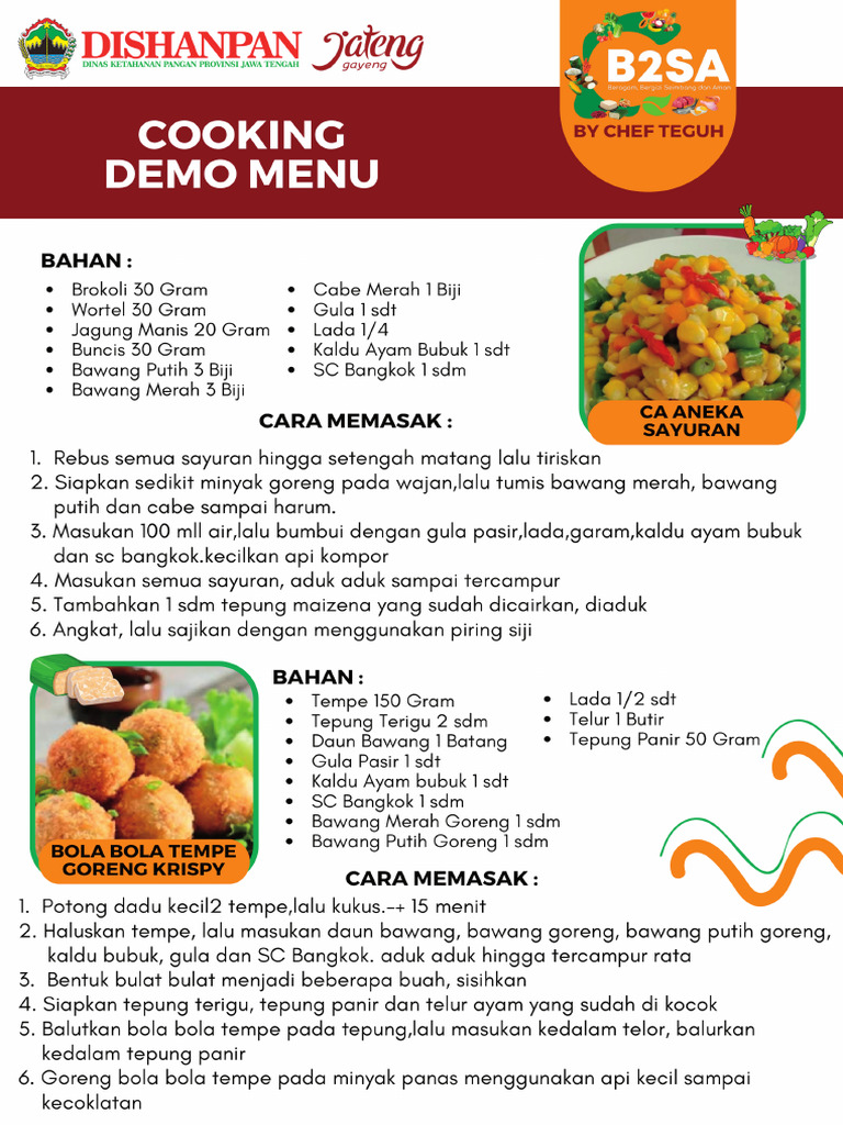 Cooking Demo Menu Tegal 15 Agustus 2023 | PDF