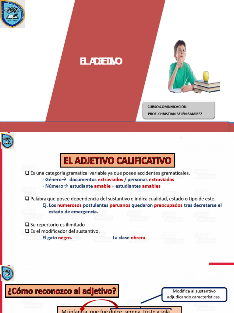Adjetivo Calificativo | PDF | Adjetivo | Sustantivo