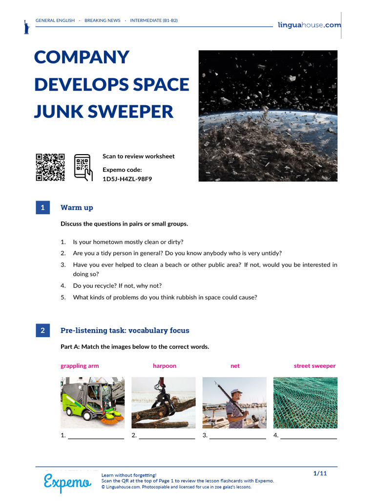 Company Develops Space Junk Sweeper American English Teacher | PDF | Space Debris