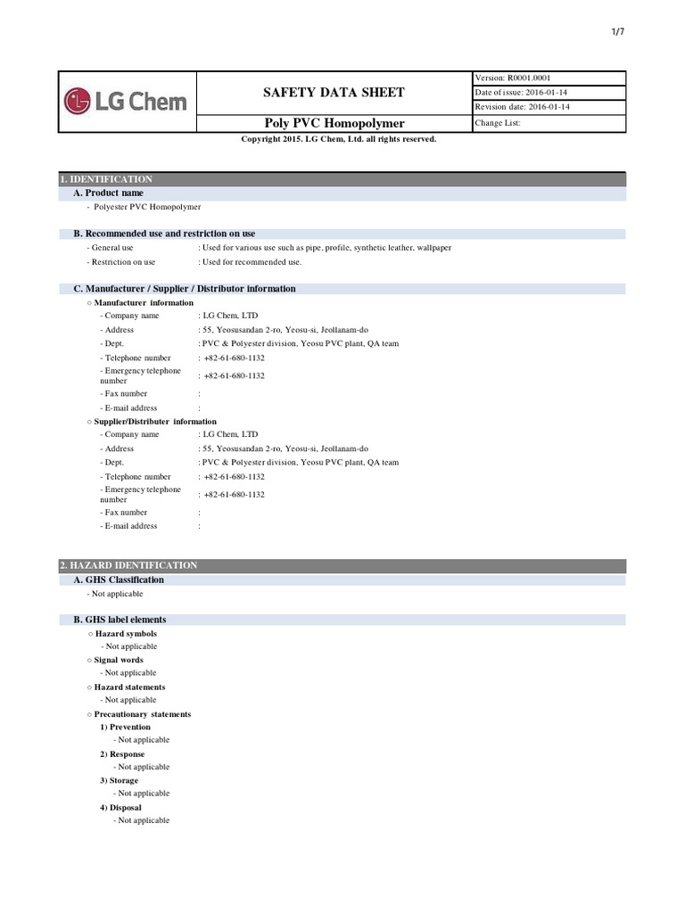 MSDS (Poly PVC) | PDF | Polyvinyl Chloride | Safety