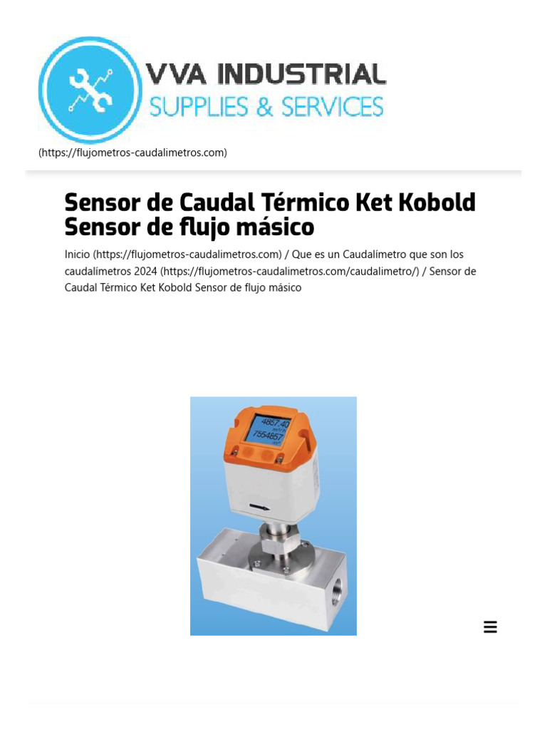 Sensor de Caudal Térmico Ket Kobold Sensor de Flujo Másico | PDF ...