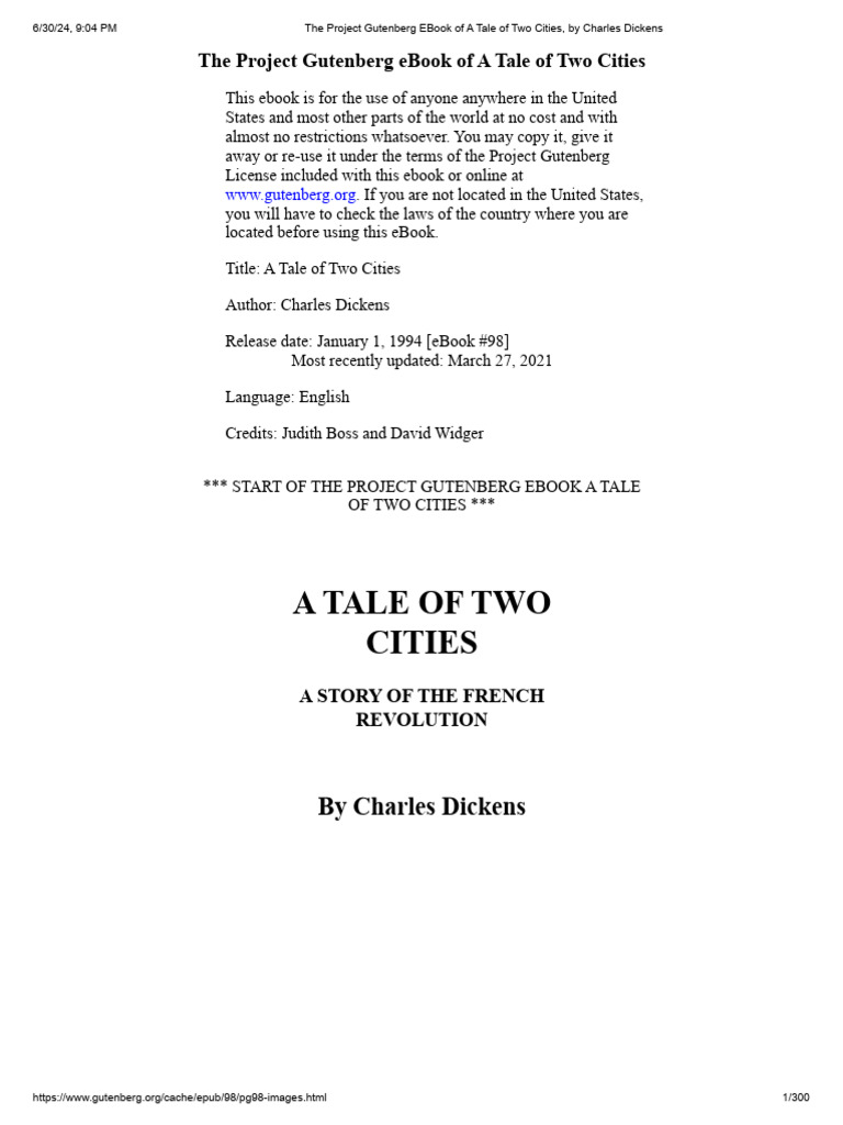 The Project Gutenberg EBook of A Tale of Two Cities, by Charles Dickens ...