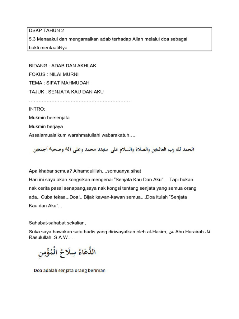 Senjata Kau Dan Aku - Da'i Cilik - SR | PDF