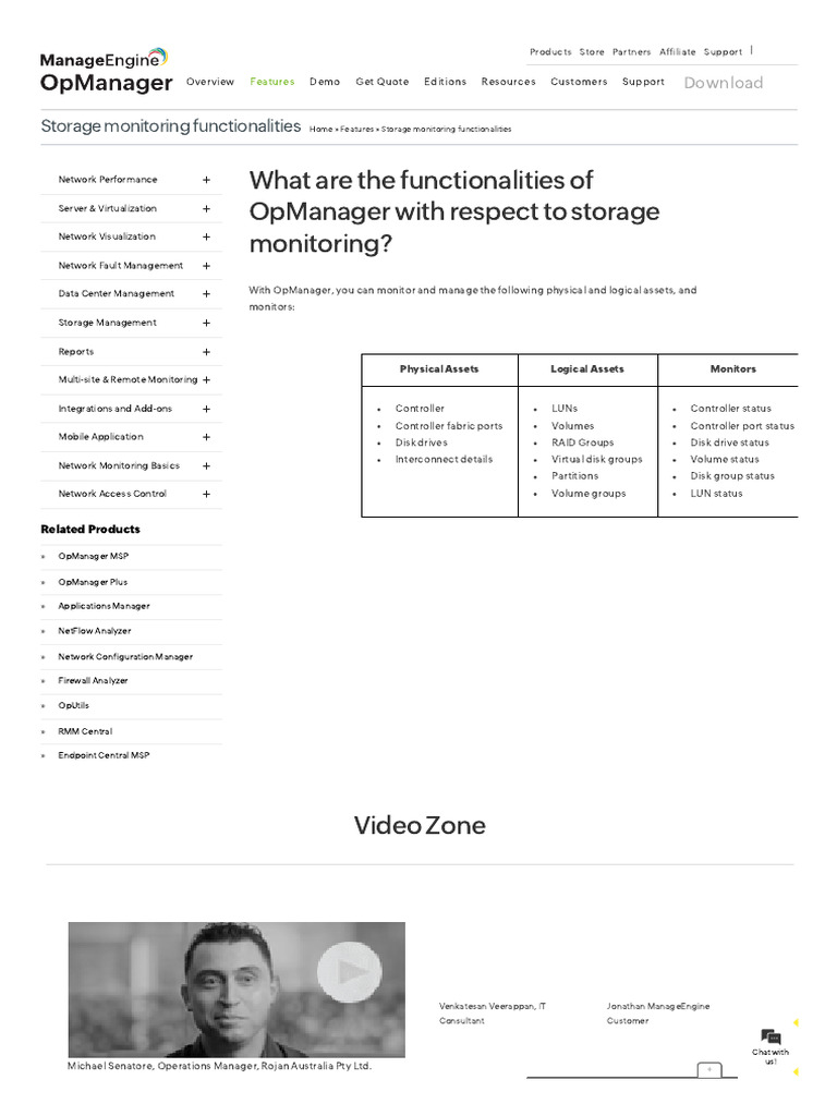 Storage Monitoring Functionalities - ManageEngine OpManager | PDF ...