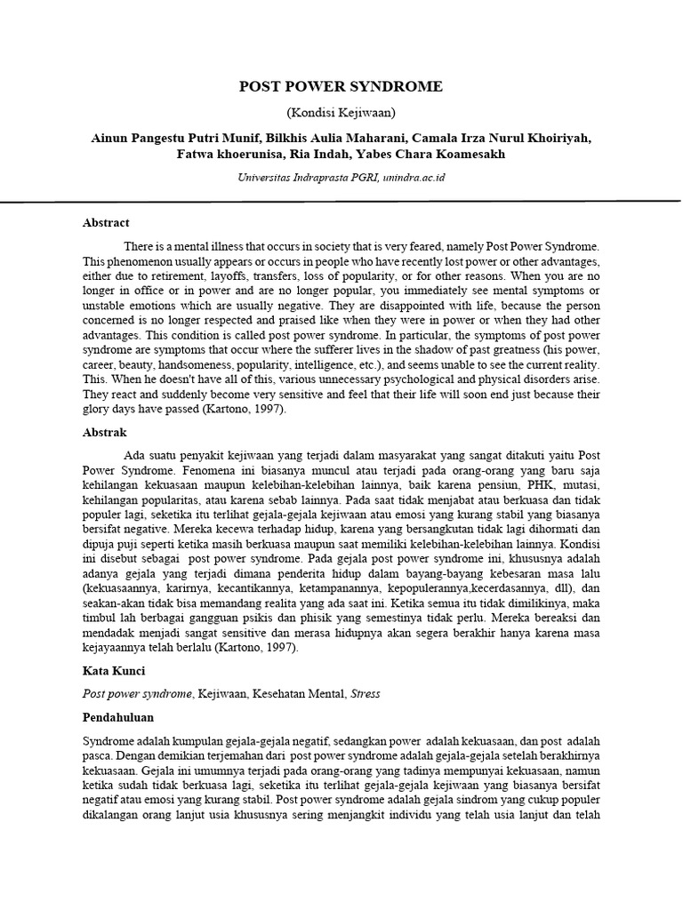 Artikel Ppdu Post Power Syndrome | PDF | Pengembangan Diri | Sains ...