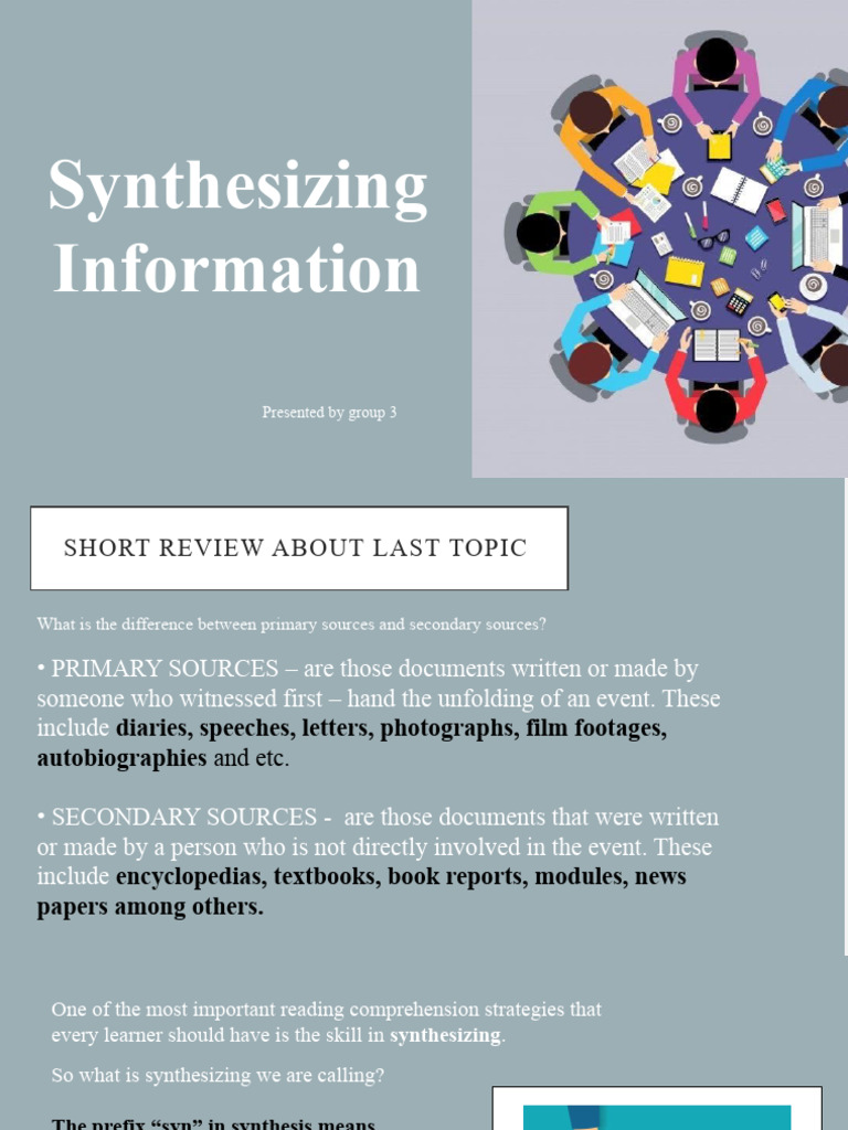 Synthesizing Information Grade 8 Quarter 4 | PDF | Primary Sources ...