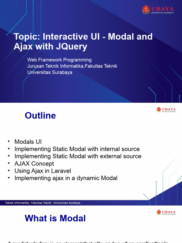Topik 7 - Ajax and Modal | PDF | Ajax (Programming) | J Query