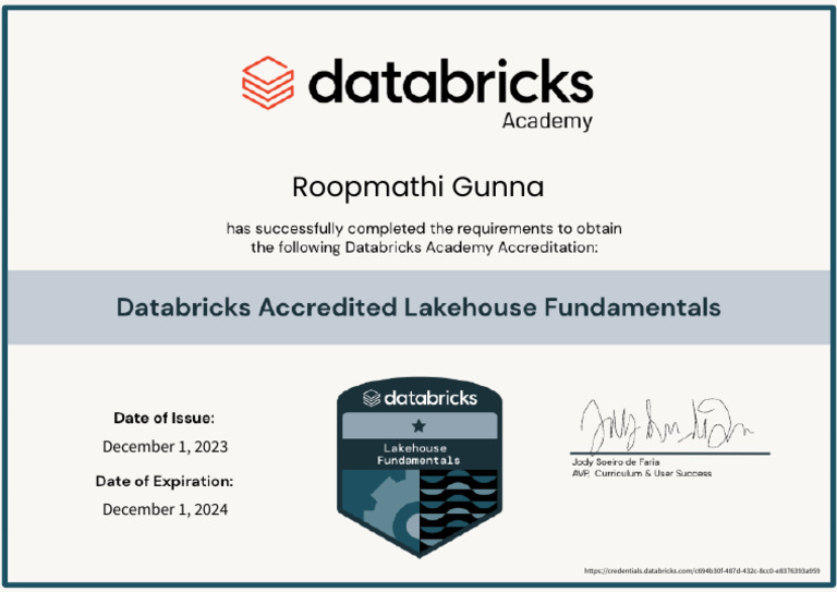 Databricks Credential 2023-2024 | PDF