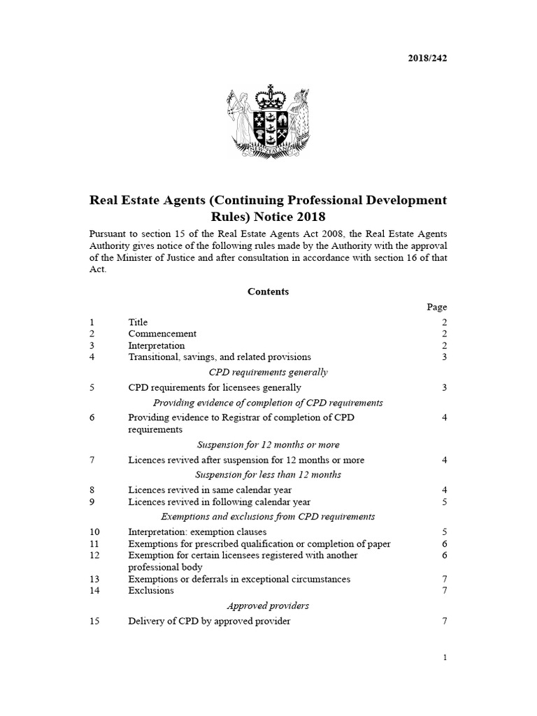 Real Estate Agents Continuing Professional Development Rules Notice ...
