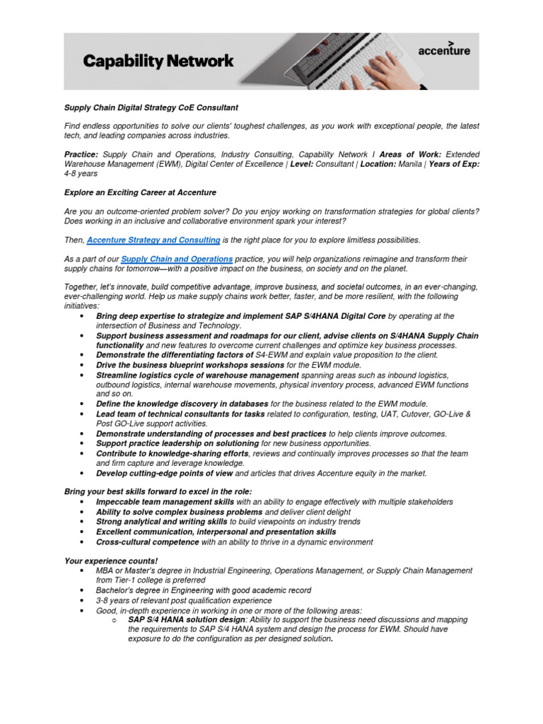 SC&O - Supply Chain Digital Strategy CoE - Consultant | PDF | Supply ...