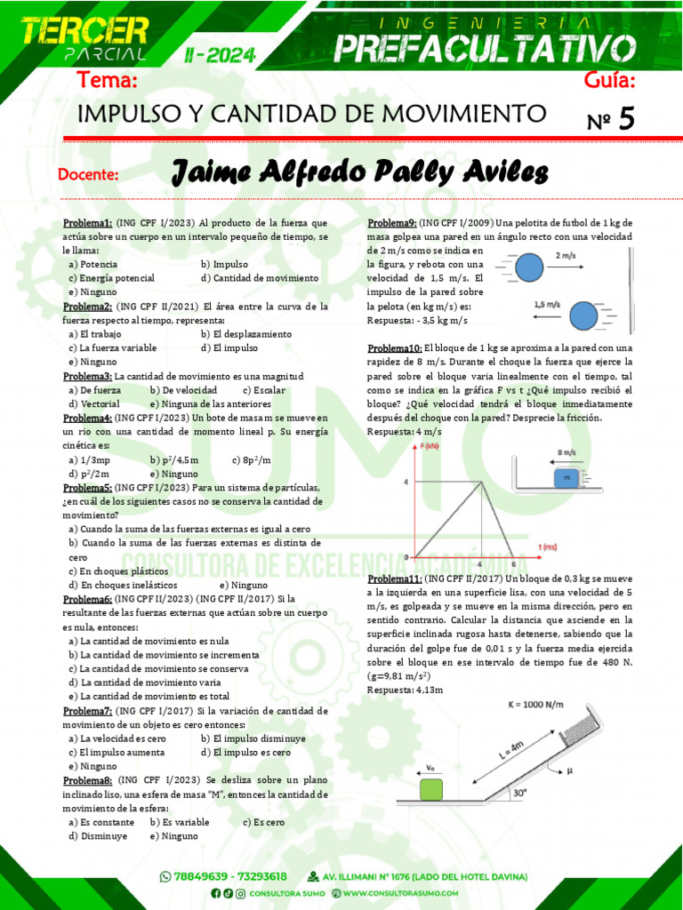 Impulso y Cantidad de Movimiento Ingenieria 2024 | PDF | Cantidades fisicas | Ciencias fisicas