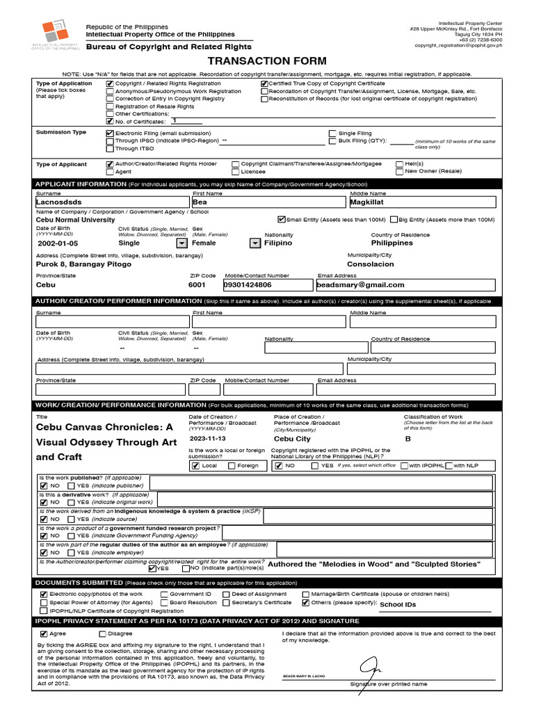 Sample For Main Author - BCRR Forms - Transaction Form | PDF ...
