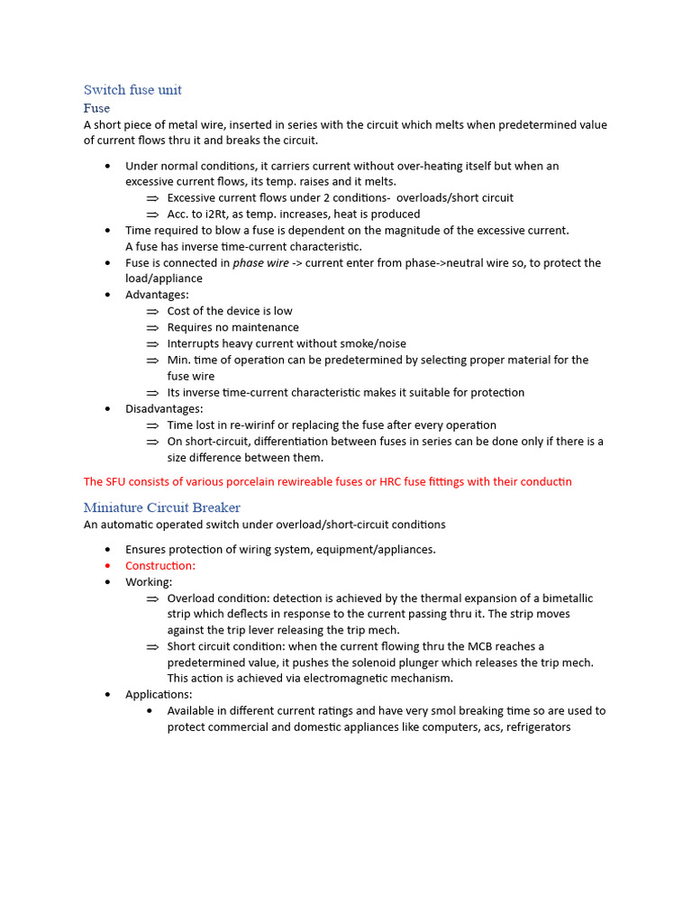 BEE Electrical Installations Notes | Download Free PDF | Fuse ...