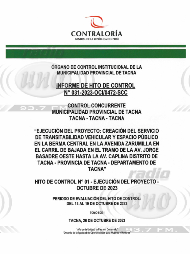 INFORME DE HITO DE CONTROL N°031 2023 OCI - Watermark | PDF | Gobierno