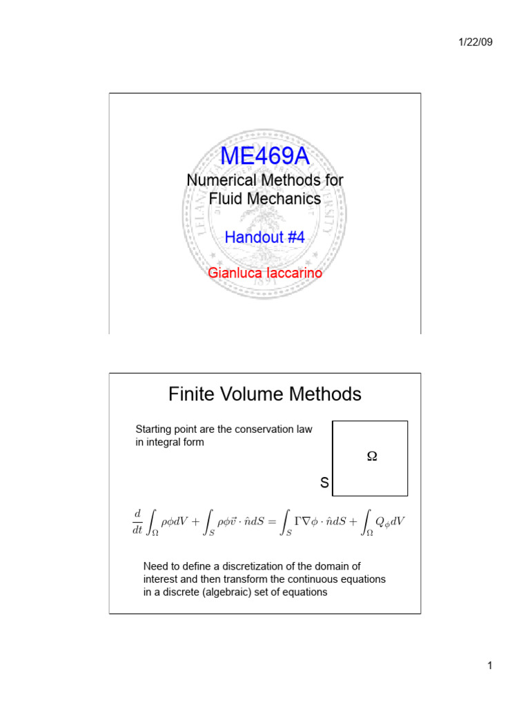 1484 Curso CFD de Standford Me469a Numerical Methods For Fluids Mechancis Capitulo 4 Finite ...