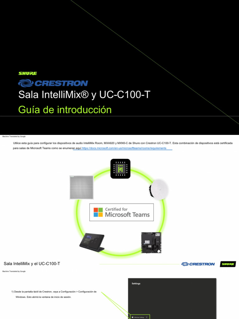 Shure IntelliMix Room and Crestron UC-C100-T Getting Started Guide | PDF | Controlador de ...