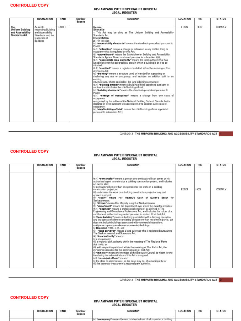 Legal Register: Building Standards Act | PDF | Building Code ...