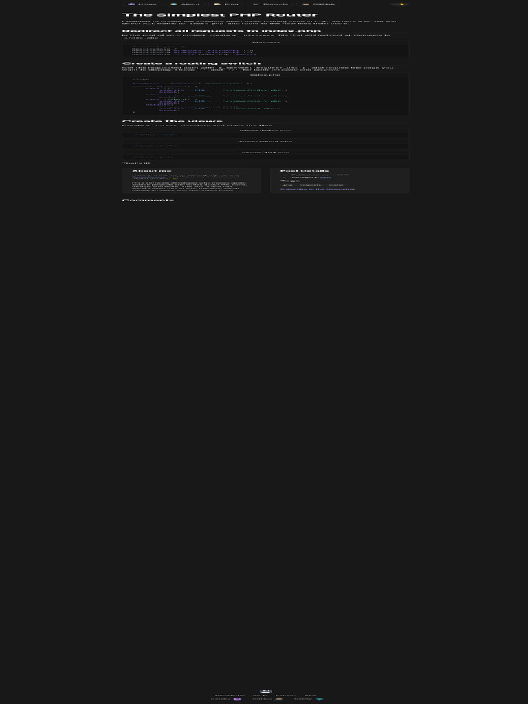 The Simplest PHP Router - Tania Rascia | Download Free PDF | Php | Web 2.0