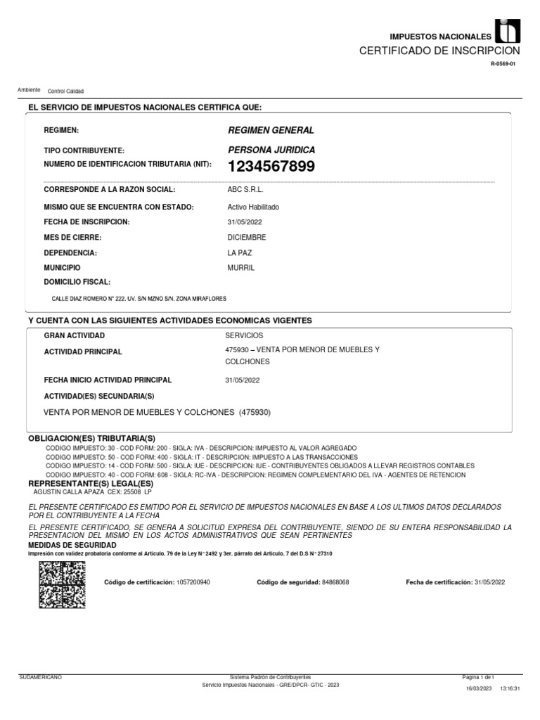 Cert Abc | PDF | Impuestos | Gobierno