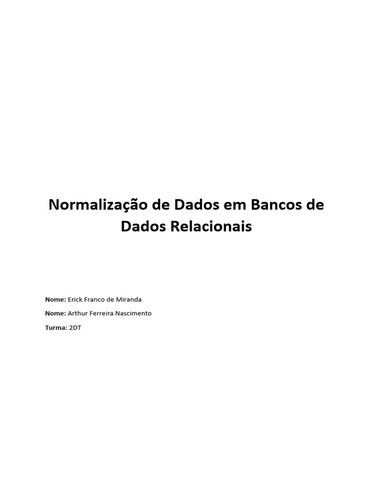 Normalização de Dados em Bancos de Dados Relacionais | PDF | Bancos de ... Normalização de Dados em Bancos de Dados Relacionais | PDF | Bancos de ...