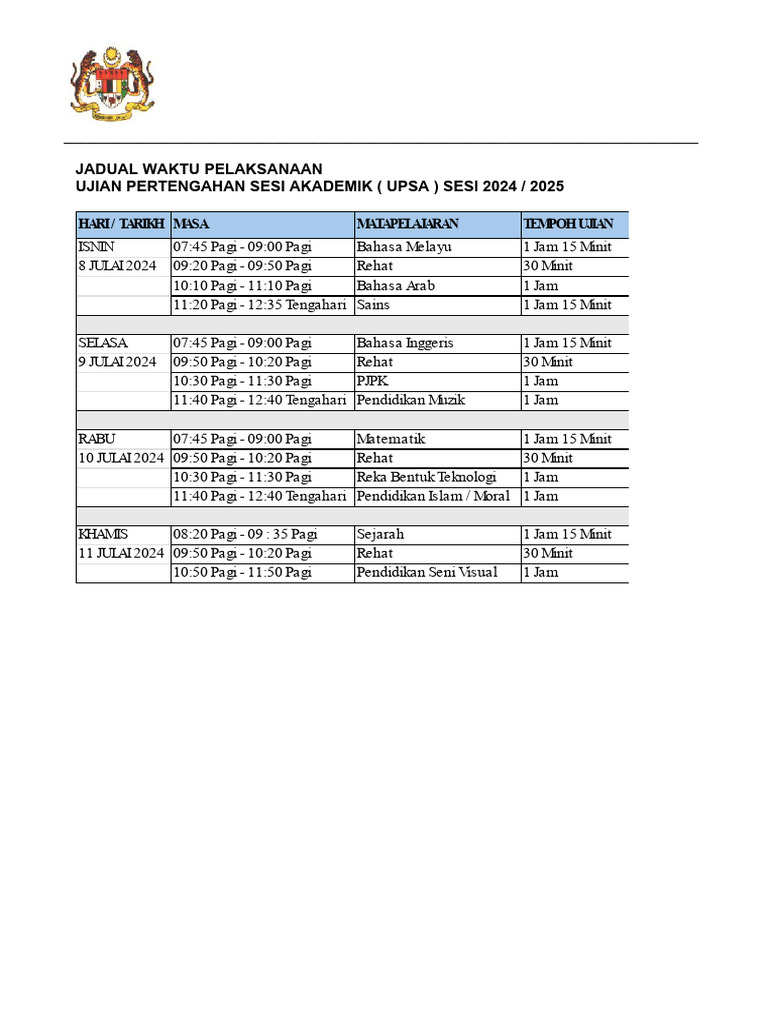 Jadual Upsa 2024 | PDF