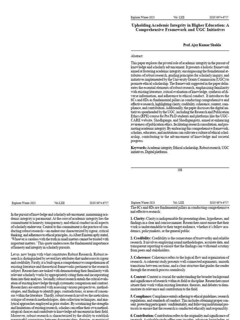 Prof. Ajay Kumar Shukla | PDF | Academic Integrity | Integrity