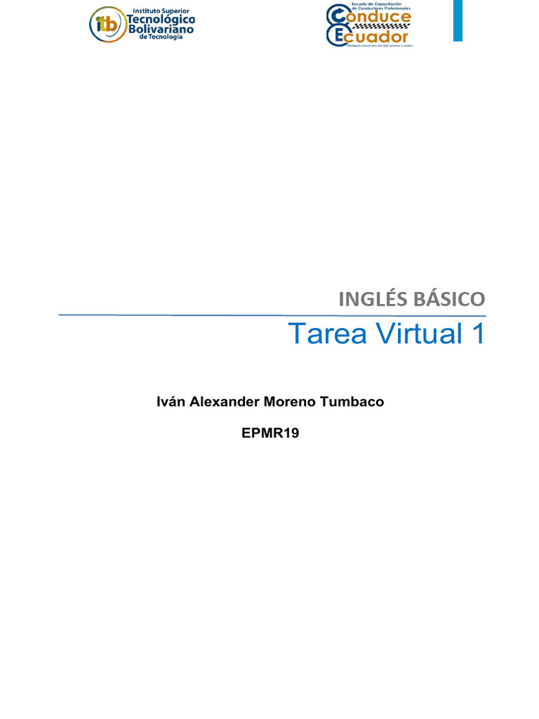 Tarea Virtual 1 - Iván Moreno Tumbaco - EPMR19 | PDF