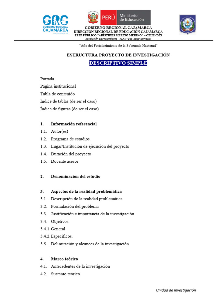 Estructura Proyecto - Descriptivo Simple | PDF