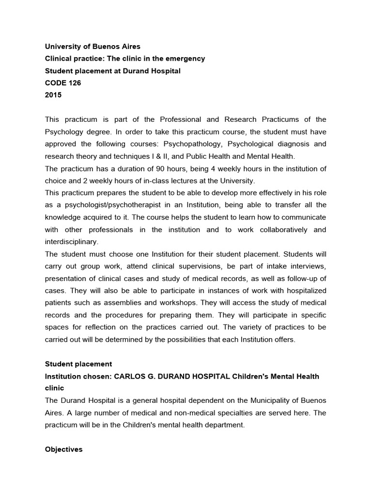 Practicum II Course Description (English) | PDF | Psychologist | Psychology