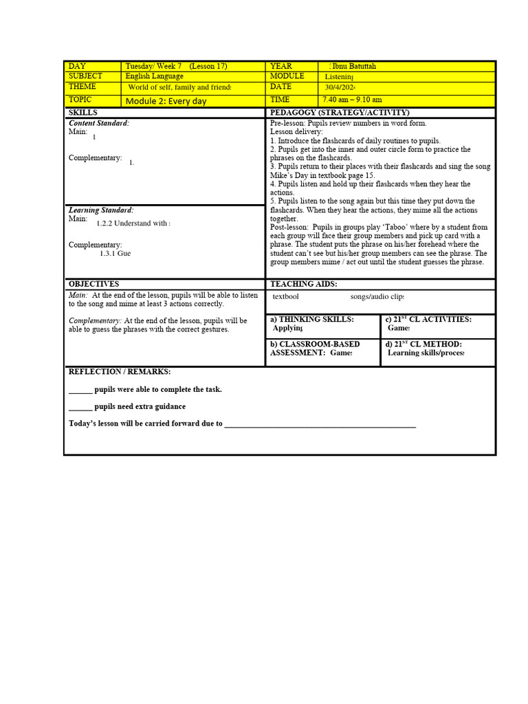 Module 2: Every Day: Content Standard | PDF | Reading Comprehension | Behavior Modification