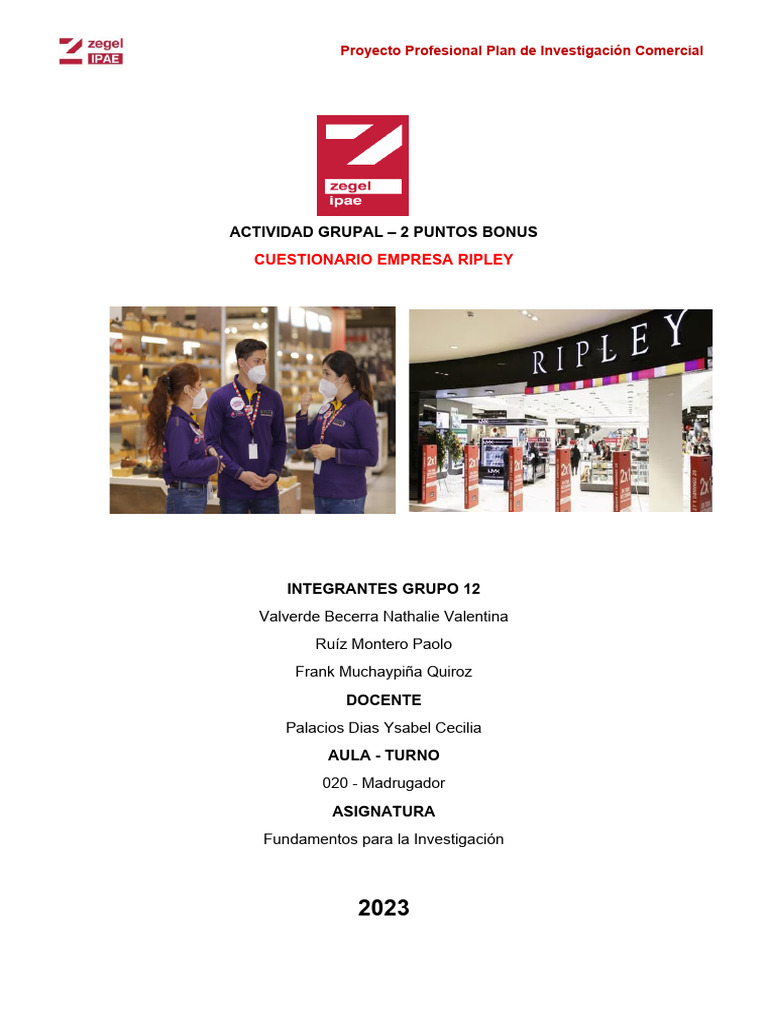 Cuestionario Empresa Ripley Grupo 12 | PDF