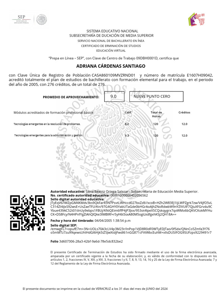 Certificado Adriana | PDF